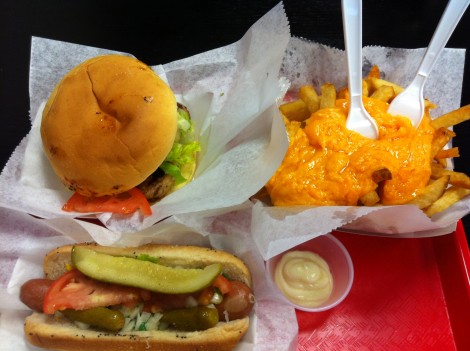 Chicago-style hot dog, Charburger, Chedder Fries - Poochies - Eat Your ...